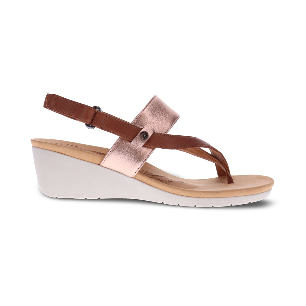 Honolulu Wedge Sandal - Cognac/Rose – Bargara Shoes
